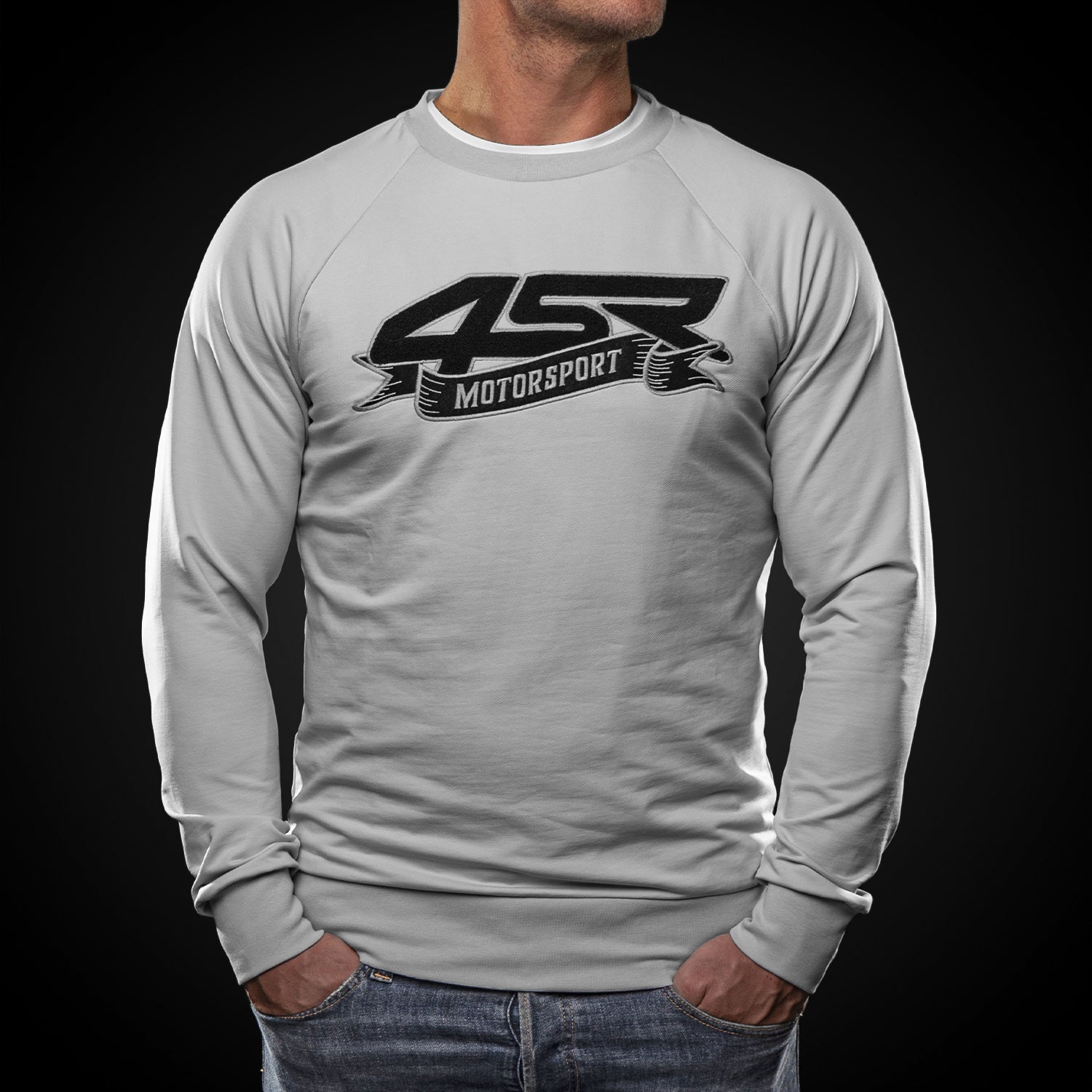 4SR comfortable active stretch fabric Sweatshirt Motorsport Flag Gray