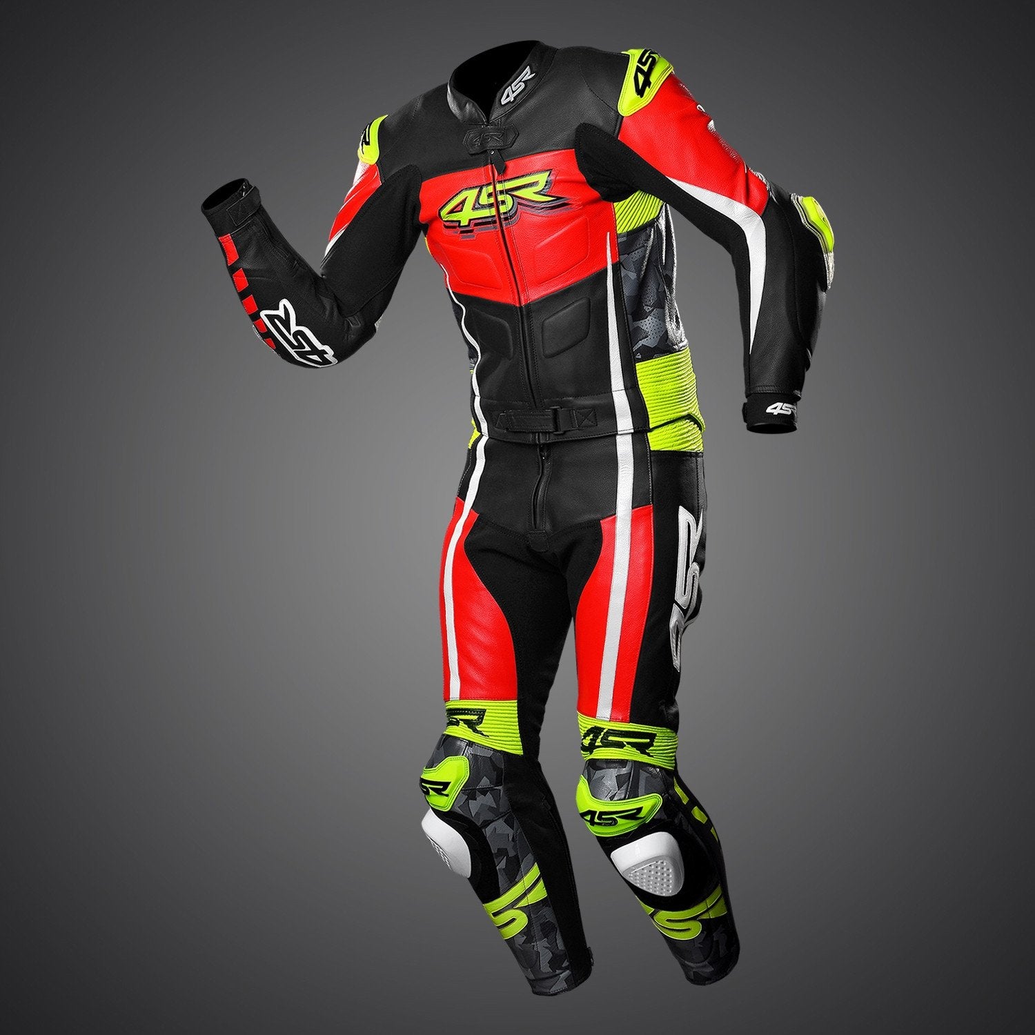 4SR RR Evo III Neon two-piece performance leather suit